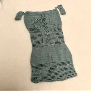 Swim | Nwt Handmade Crochet Beach Dress Fern Green | Poshmark